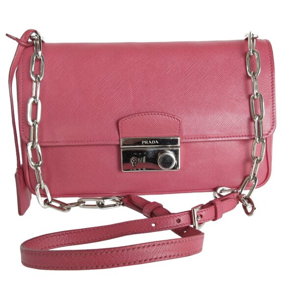 Prada | Bags | Prada Pink Leather Shoulder Bag | Poshmark